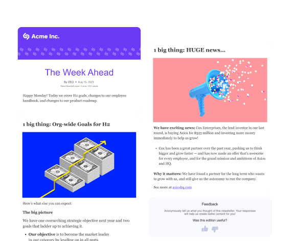 Internal Newsletter Template Design Customization - Axios HQ